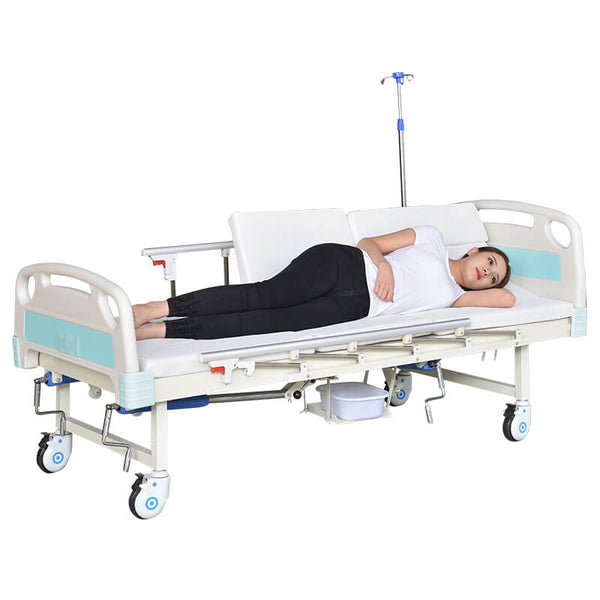 Manual 3-Crank Turn-Over Bed w/ Commode & Wash Hair